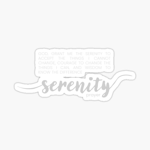 "AA prayer Serenity God Sobriety Minimalist 12 steps White" Sticker for ...