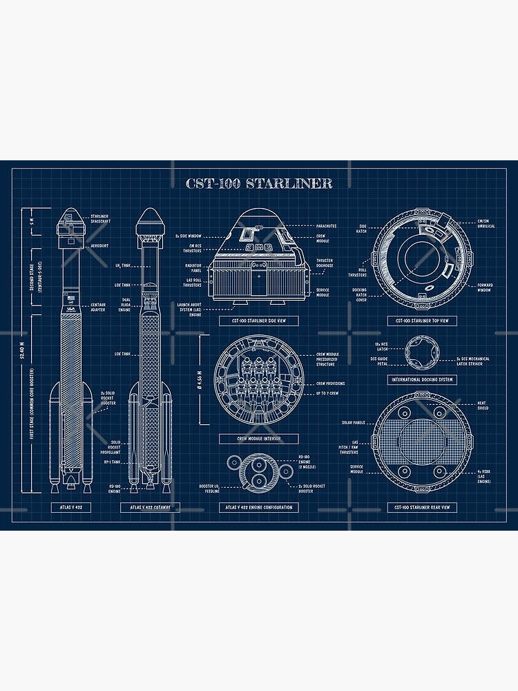 "STARLINER (Navy Blueprint)" Poster for Sale by BLUE GALAXY DESIGNS ...