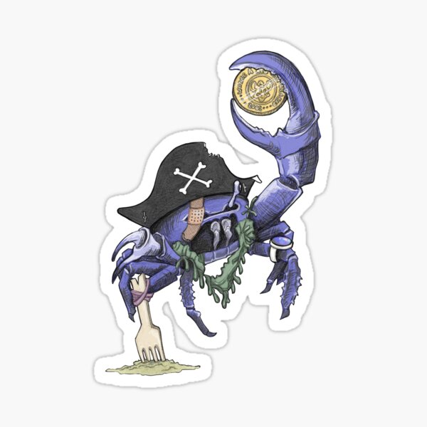 "Pirate Crab" Sticker for Sale by Shellie Bruner | Redbubble