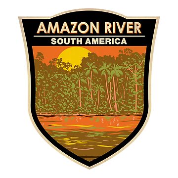 "Amazon River Sunset South America Travel Art Badge" Sticker for Sale ...