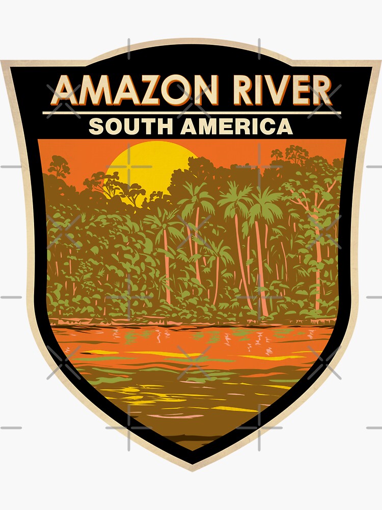 "Amazon River Sunset South America Travel Art Badge" Sticker for Sale ...