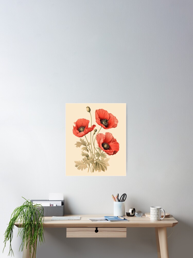 "A Botanical Illustration of a Poppy Flower" Poster for Sale by Sketch ...