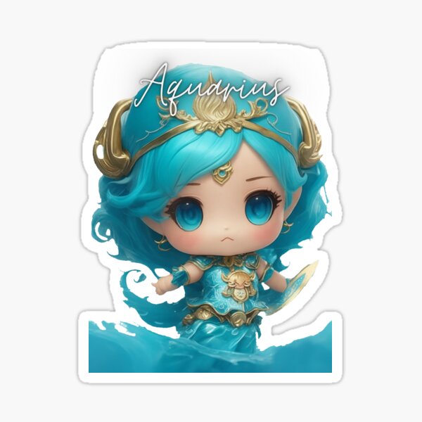 "Chibi female aquarius" Sticker for Sale by Dresser-io | Redbubble