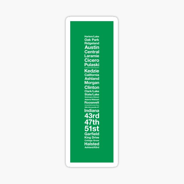 "CTA Green Line" Sticker for Sale by dunakin | Redbubble