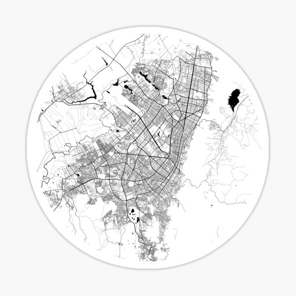 "Bogota City Map of Colombia - Full Moon" Sticker for Sale by deMAP ...