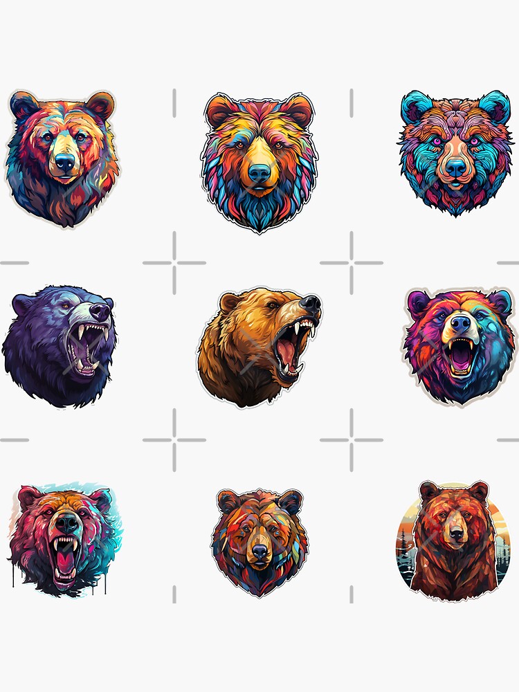 "Bear Grazer Sticker Pack" Sticker for Sale by Brij Raj | Redbubble