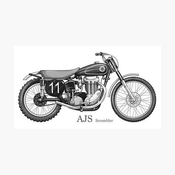 "Classic AJS Scrambler Motorbike" Photographic Print by cartoonalot ...