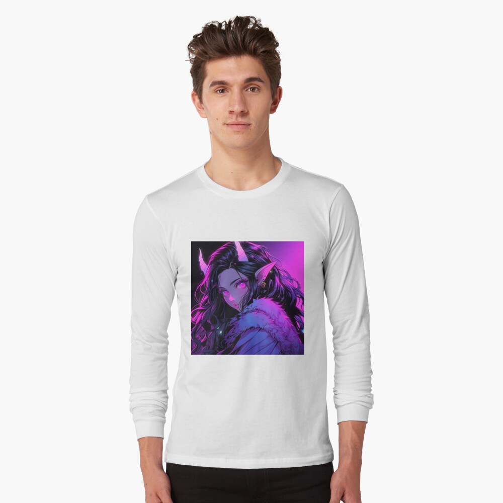 "Cute Purple Pink Preppy Demon Anime Girl" Sticker for Sale by ...