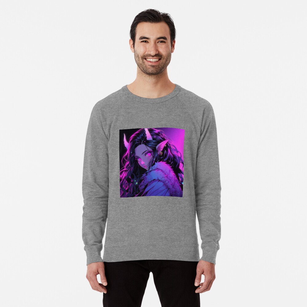 "Cute Purple Pink Preppy Demon Anime Girl" Sticker for Sale by ...