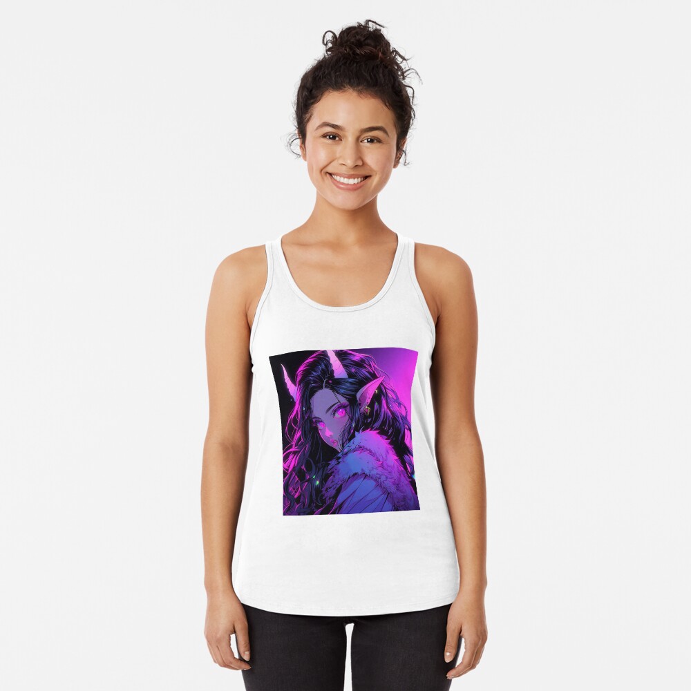 "Cute Purple Pink Preppy Demon Anime Girl" Sticker for Sale by ...