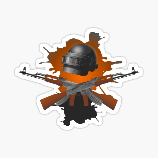 "PUBG (Battlegrounds) inspired: level 3 helmet and AK47" Sticker for ...