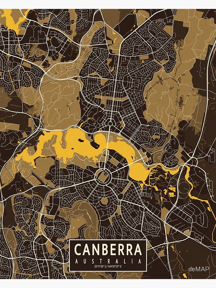 "Canberra City Map of Australia - Pastel" Poster for Sale by deMAP ...