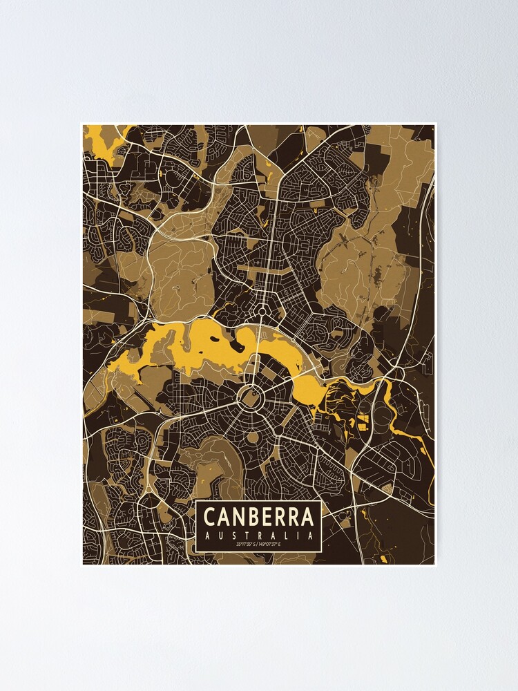 "Canberra City Map of Australia - Pastel" Poster for Sale by deMAP ...