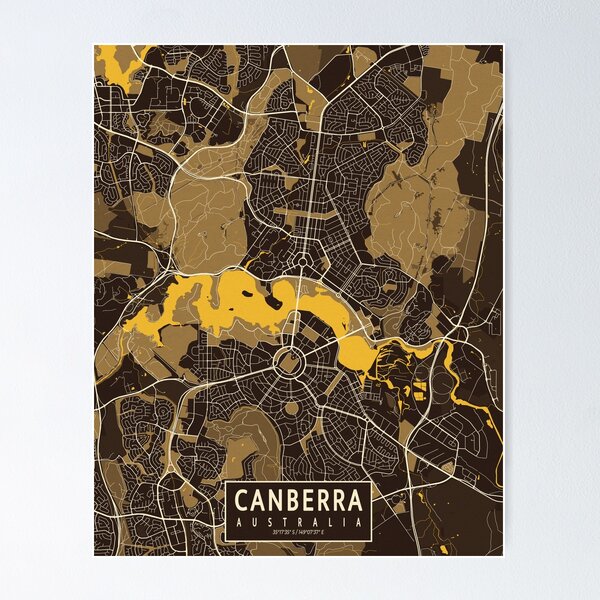 "Canberra City Map of Australia - Pastel" Poster for Sale by deMAP ...