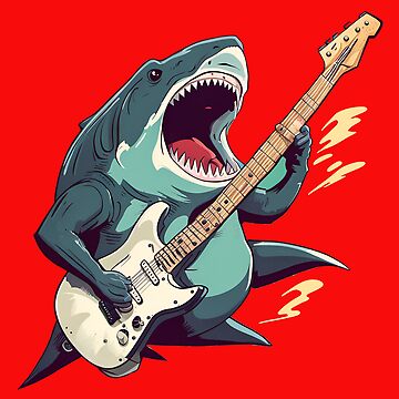 "A funky megalodon playing an electric guitar" Sticker for Sale by ...