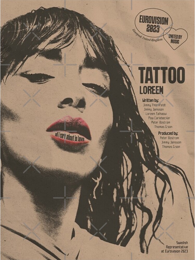 "Loreen Tattoo Eurovision Song Contest Sweden 2023 Vintage" Sticker for ...