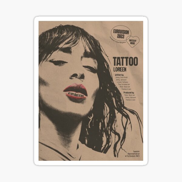 "Loreen Tattoo Eurovision Song Contest Sweden 2023 Vintage" Sticker for ...