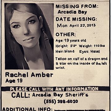 "Missing: Rachel Amber" Poster for Sale by red-lemon | Redbubble