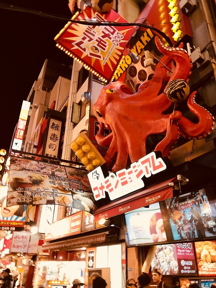 "Dotonbori, Japan Takoyaki Octopus Sign" Poster by schuDesign | Redbubble