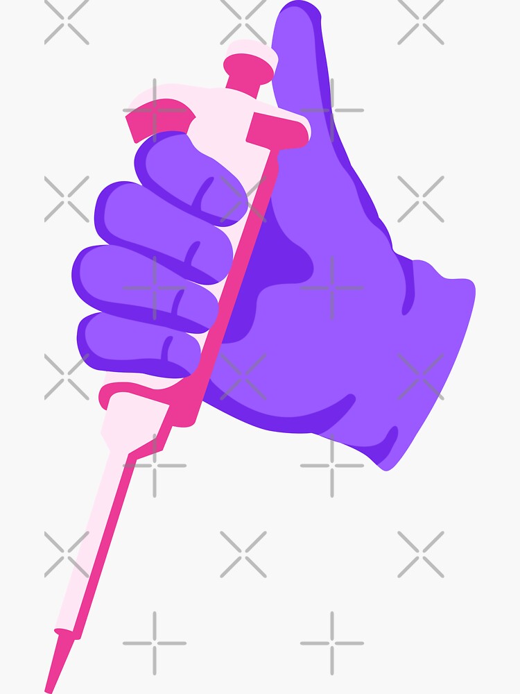 "Hand holding pipette" Sticker for Sale by Nucleic Noodles | Redbubble