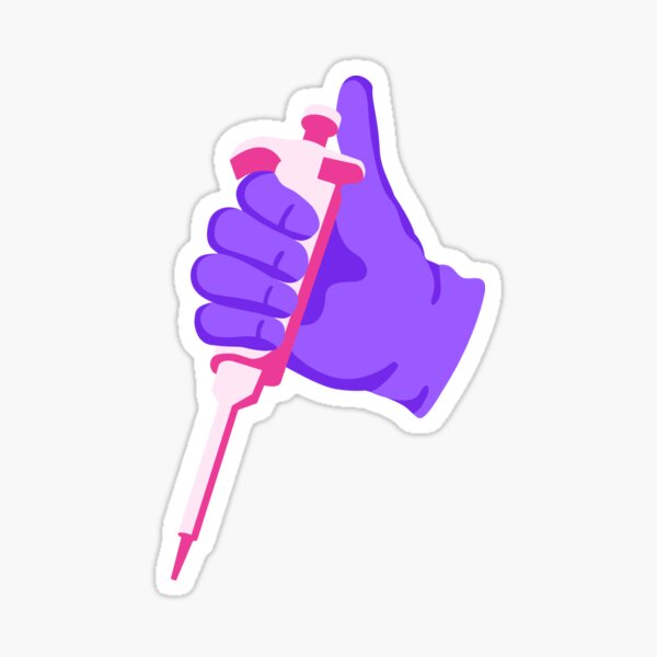 "Hand holding pipette" Sticker for Sale by Nucleic Noodles | Redbubble