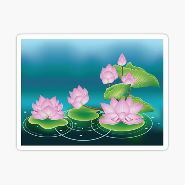 Pegatina «Flor de loto con hojas» de AnnArtshock | Redbubble