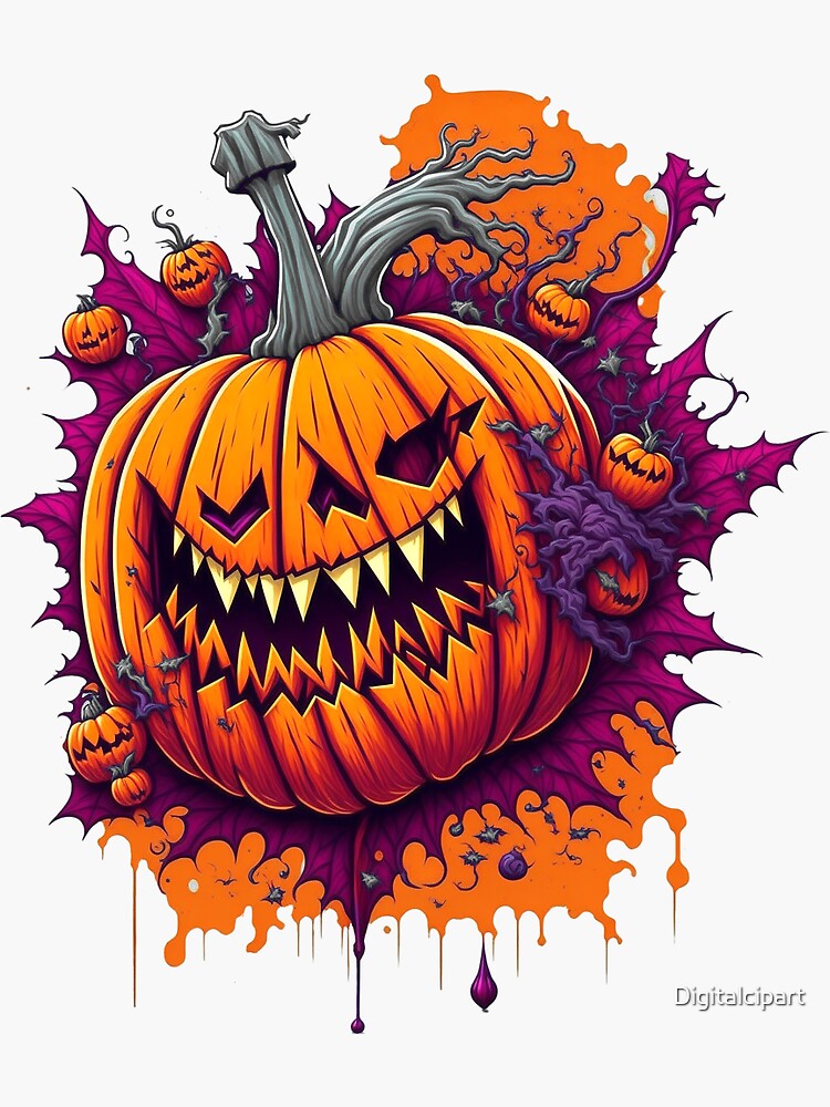 "Angry orange pumpkin art for Helloween" Sticker for Sale by ...