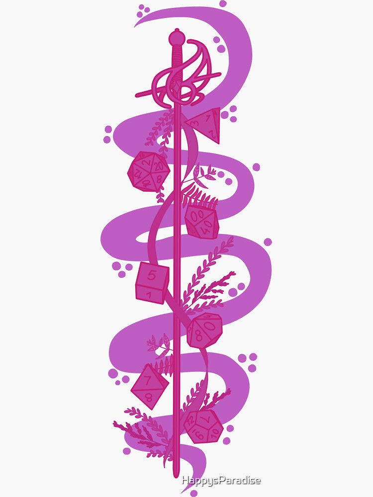 "DND Rapier Dice Pink" Sticker by HappysParadise | Redbubble