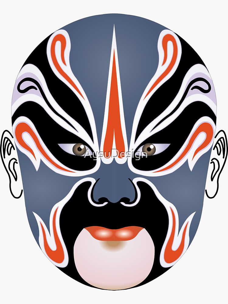 "Beijing Opera Make - Blue Heavenly Guardian Mask" Sticker for Sale by ...