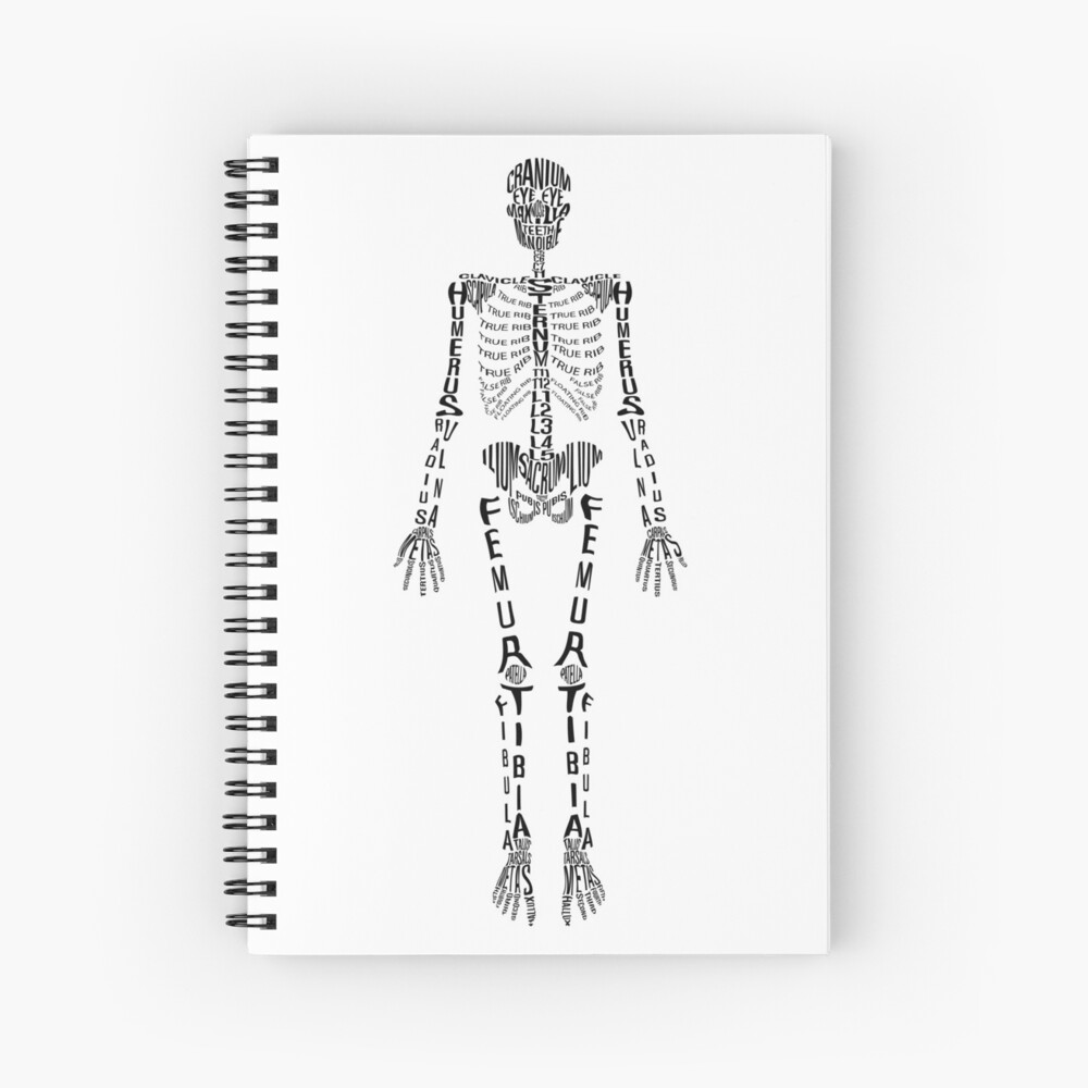"Typographical Skeleton" Spiral Notebook for Sale by howlinglights ...