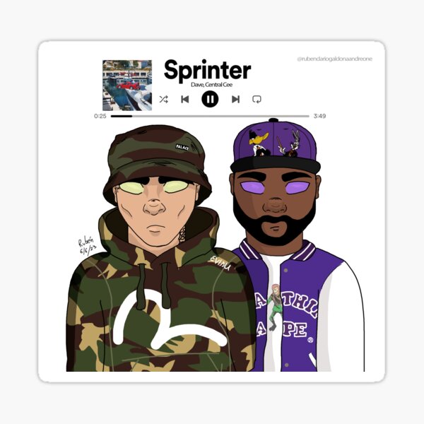 "Dave ft Central Cee Sprinter Spotify" Stickerundefined by RubenGaldona ...