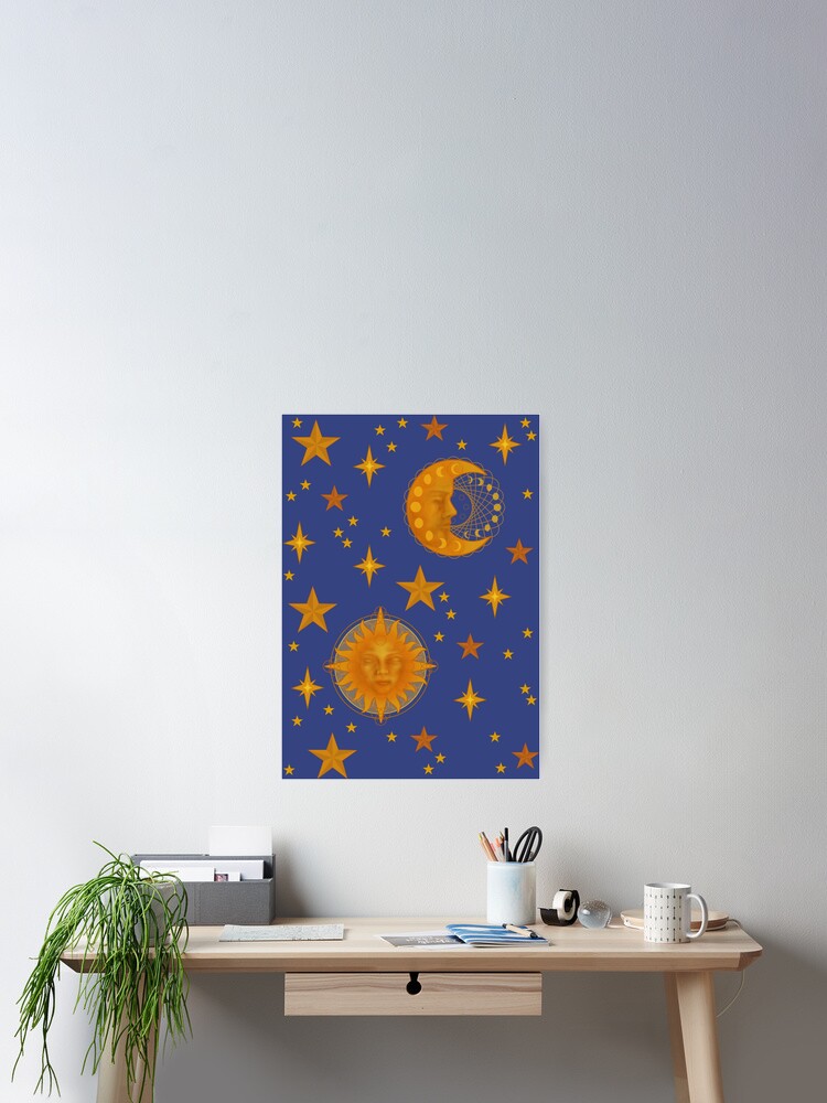 "Bohemian 90's Sun and Moon Celestial Pattern" Poster for Sale by ...