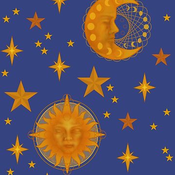 "Bohemian 90's Sun and Moon Celestial Pattern" Art Print for Sale by ...