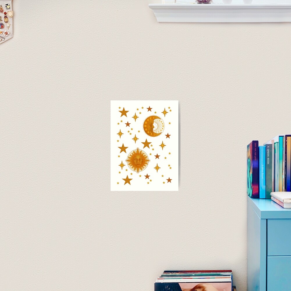 "Bohemian 90's Sun and Moon Celestial Pattern" Art Print by EmLosin ...