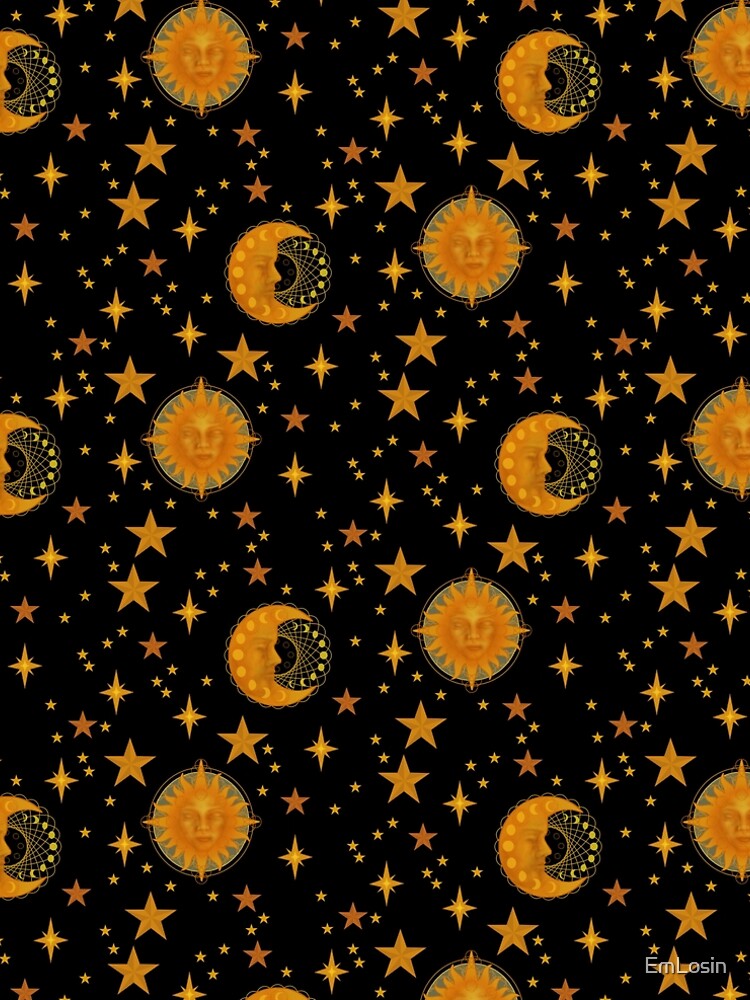 "Bohemian 90's Sun and Moon Celestial Pattern" A-Line Dress for Sale by ...