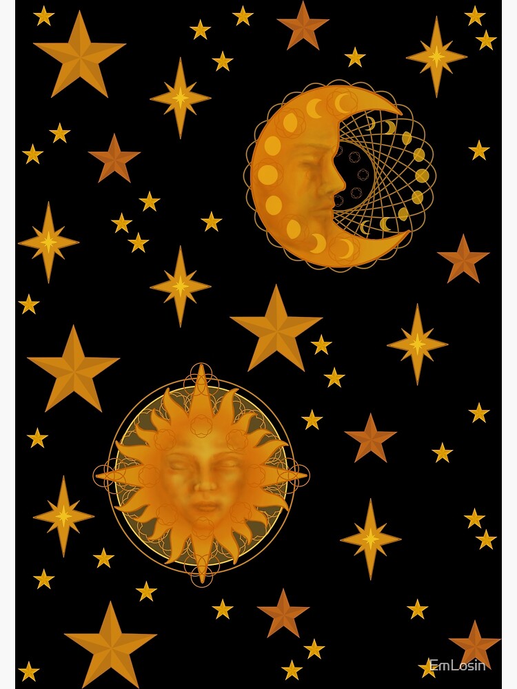 "Bohemian 90's Sun and Moon Celestial Pattern" Art Print for Sale by ...