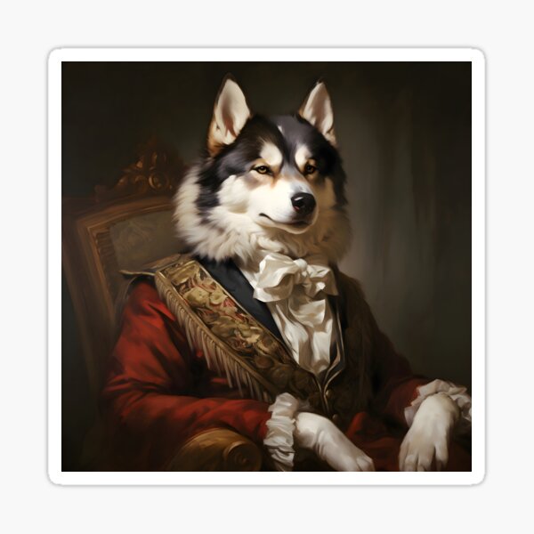 "Aristocratic Siberian Husky Portrait Art" Sticker for Sale by ...