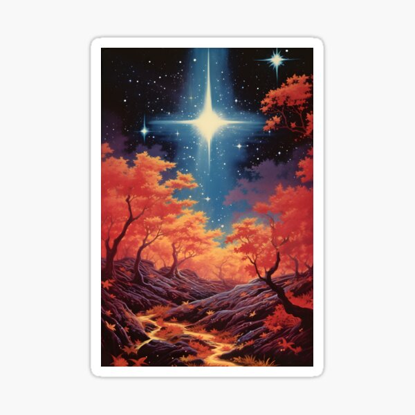 "Autumn Forest and Starry Night Sky" Sticker for Sale by Jew-e | Redbubble