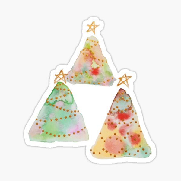 "Colorful watercolor christmas trees for Happy Holiday greetings ...
