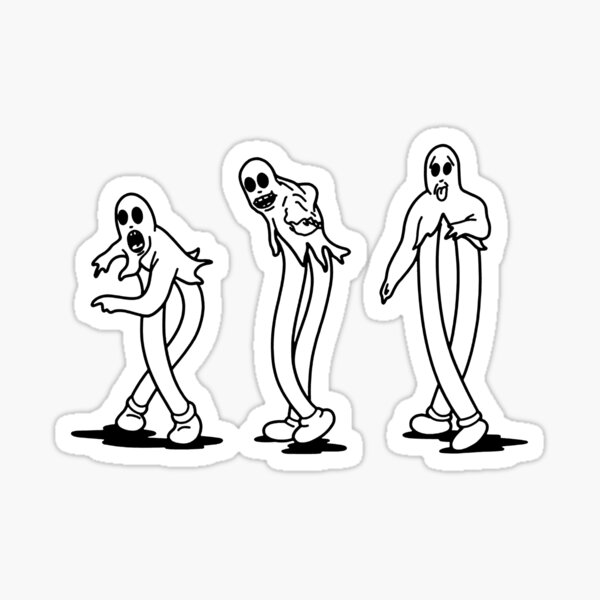 "Black and White Funny Dancing Ghost " Sticker for Sale by Cesar ...