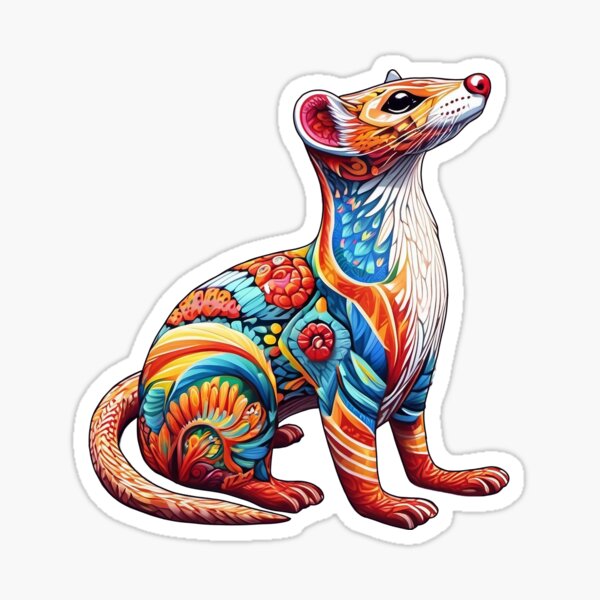 "Alebrije Weasel" Sticker for Sale by Random and Cool | Redbubble