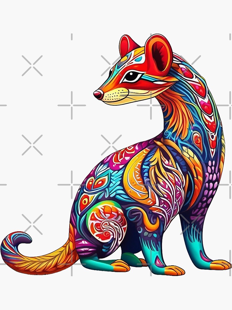 "Alebrije Weasel" Sticker for Sale by Random and Cool | Redbubble
