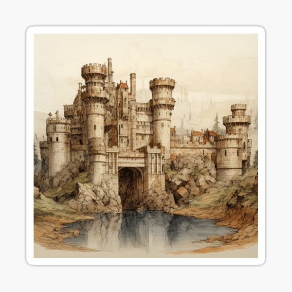 "A Sketch of a Medieval Castle" Sticker for Sale by Sketch-Shack ...