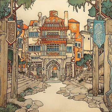 "Gotland city drawing" Sticker for Sale by ComicsFactory | Redbubble