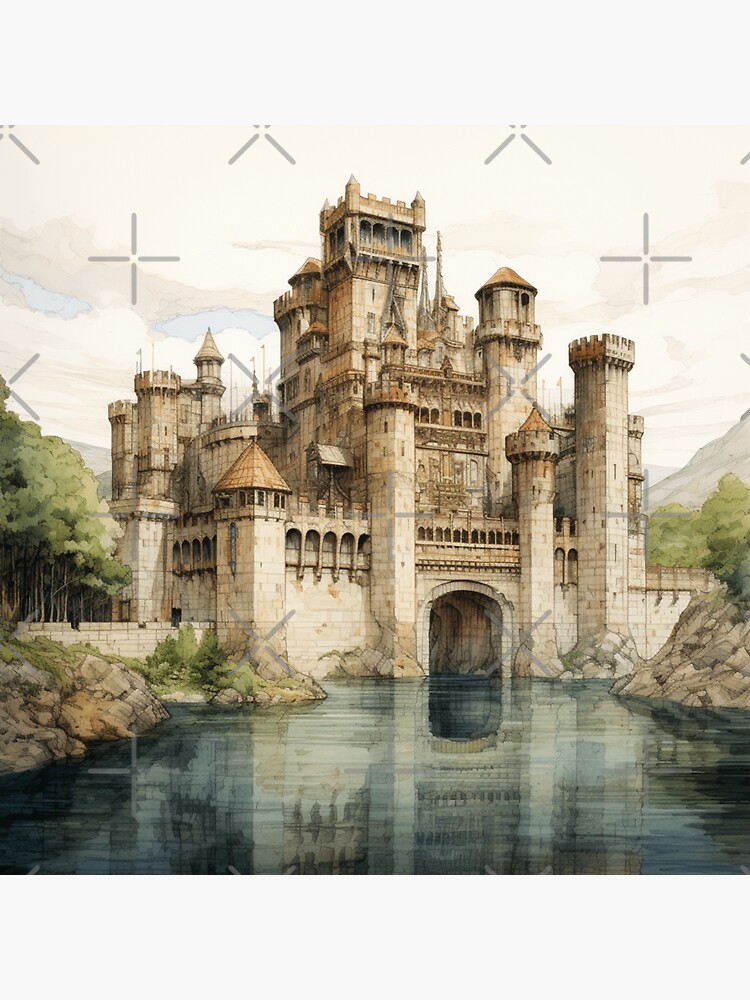 "A Sketch of a Medieval Castle" Sticker for Sale by Sketch-Shack ...