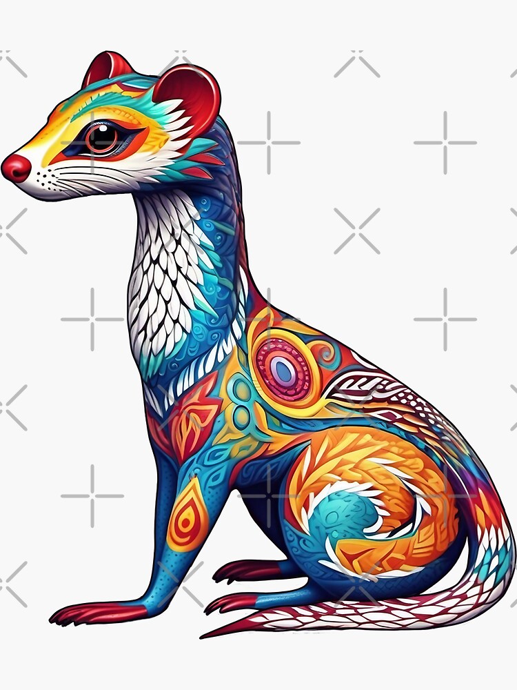 "Alebrije Weasel" Sticker for Sale by Random and Cool | Redbubble