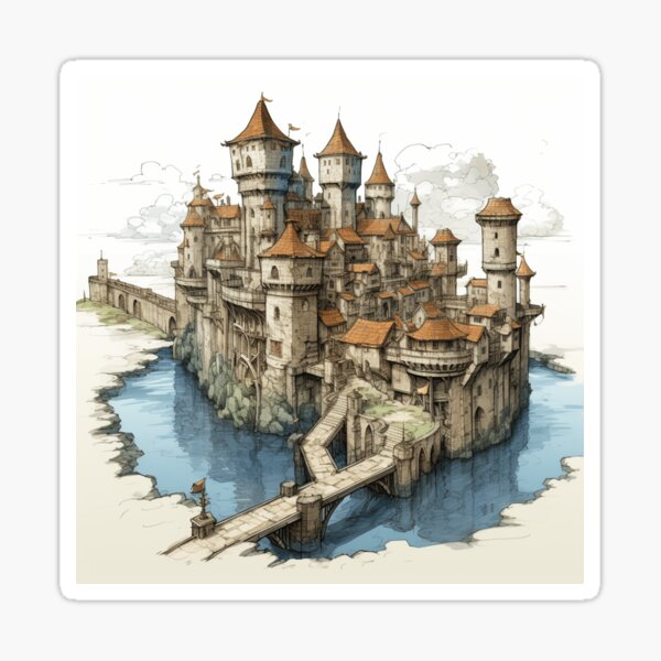 "A Sketch of a Medieval Castle" Sticker for Sale by Sketch-Shack ...