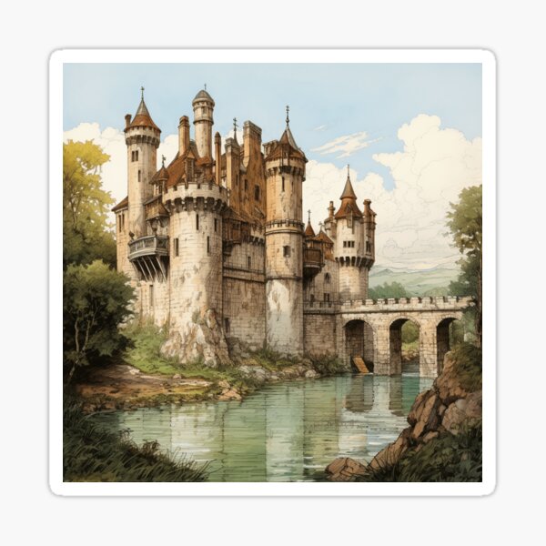 "A Sketch of a Medieval Castle" Sticker for Sale by Sketch-Shack ...