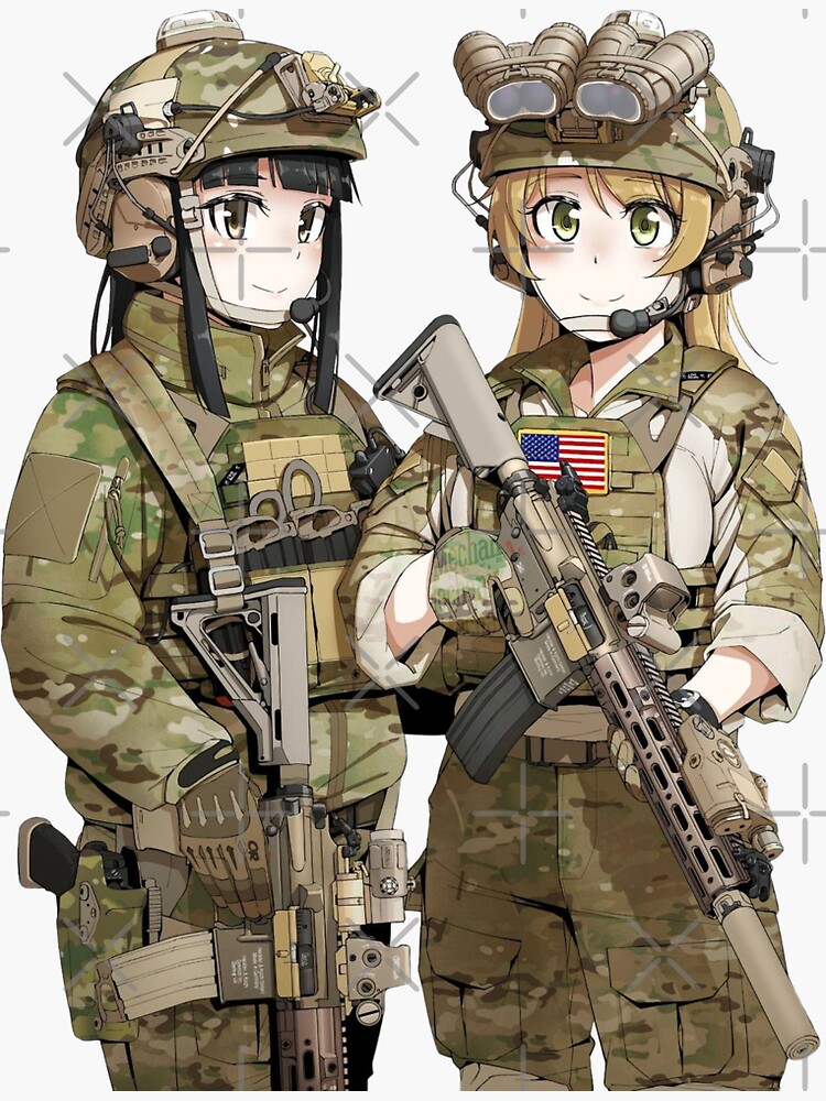 "Military Anime Girls" Sticker for Sale by kittiescuties | Redbubble