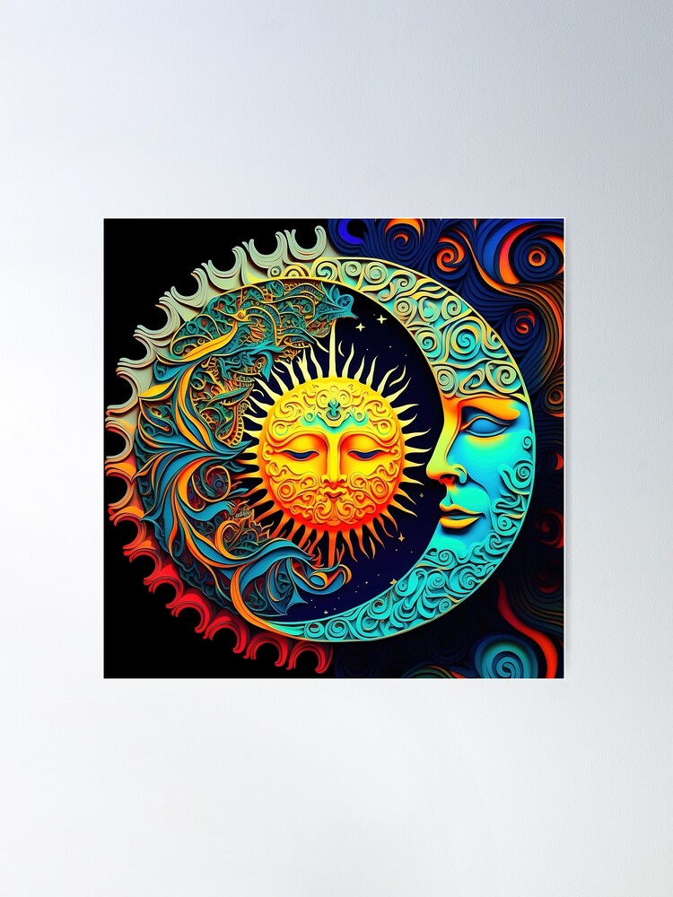 Psychedelic Moon And Sun
